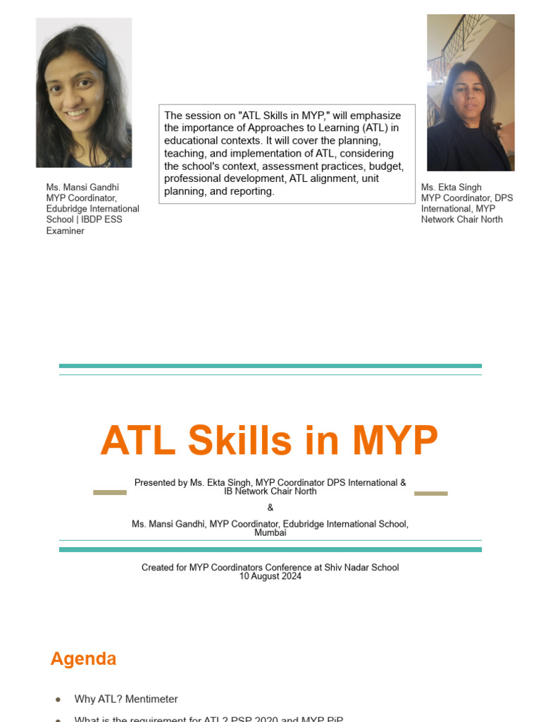 MYP Coordinators Conference 2024 - ATL Skills in MYP | PDF | Teachers ...