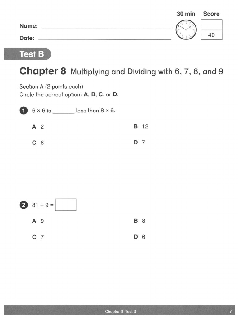 Math Test CH 08 Test B | PDF