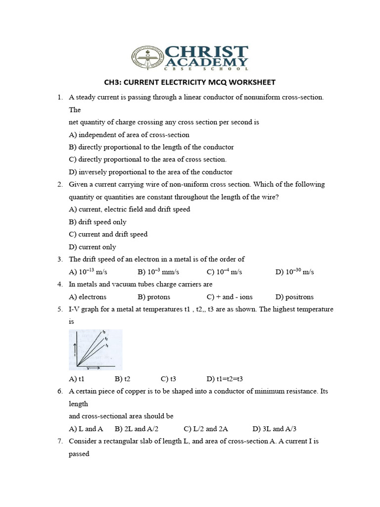 Ch3 Current Electricity Multiple Choice Questions - 250617 - 133148 ...