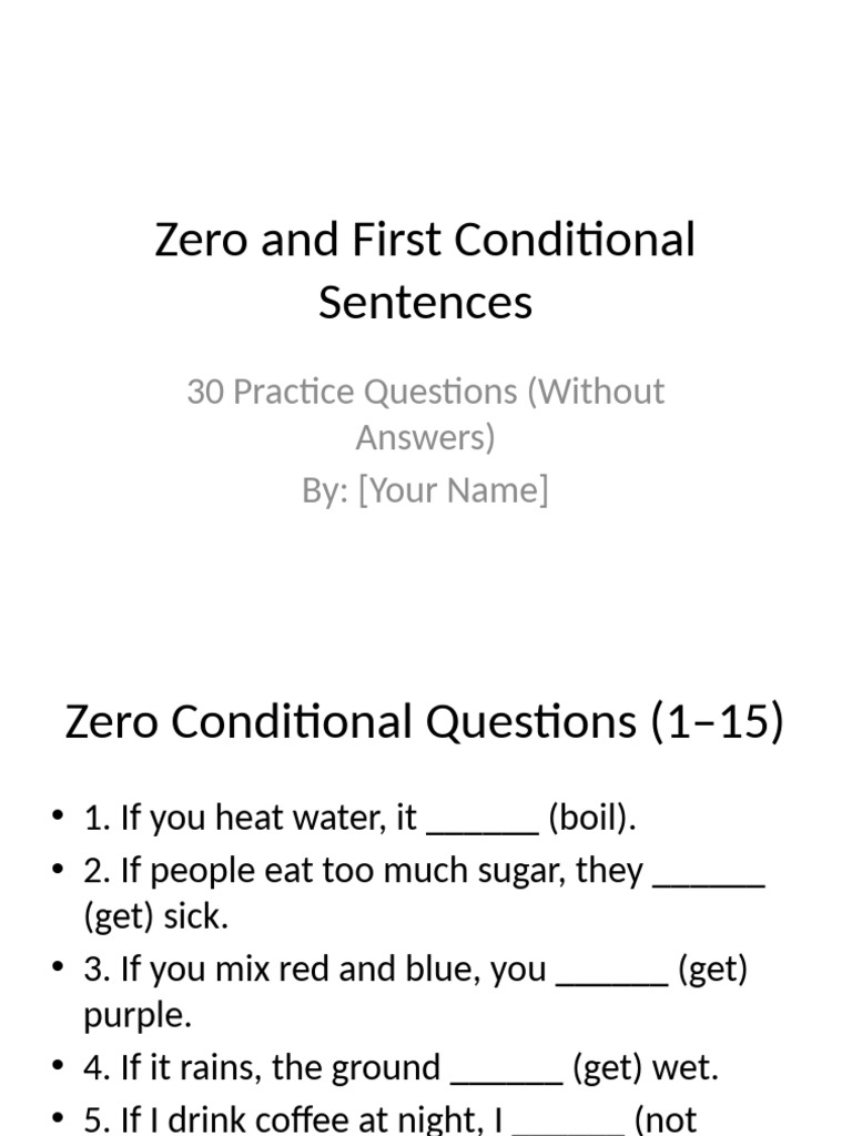 Zero and First Conditional Questions | PDF