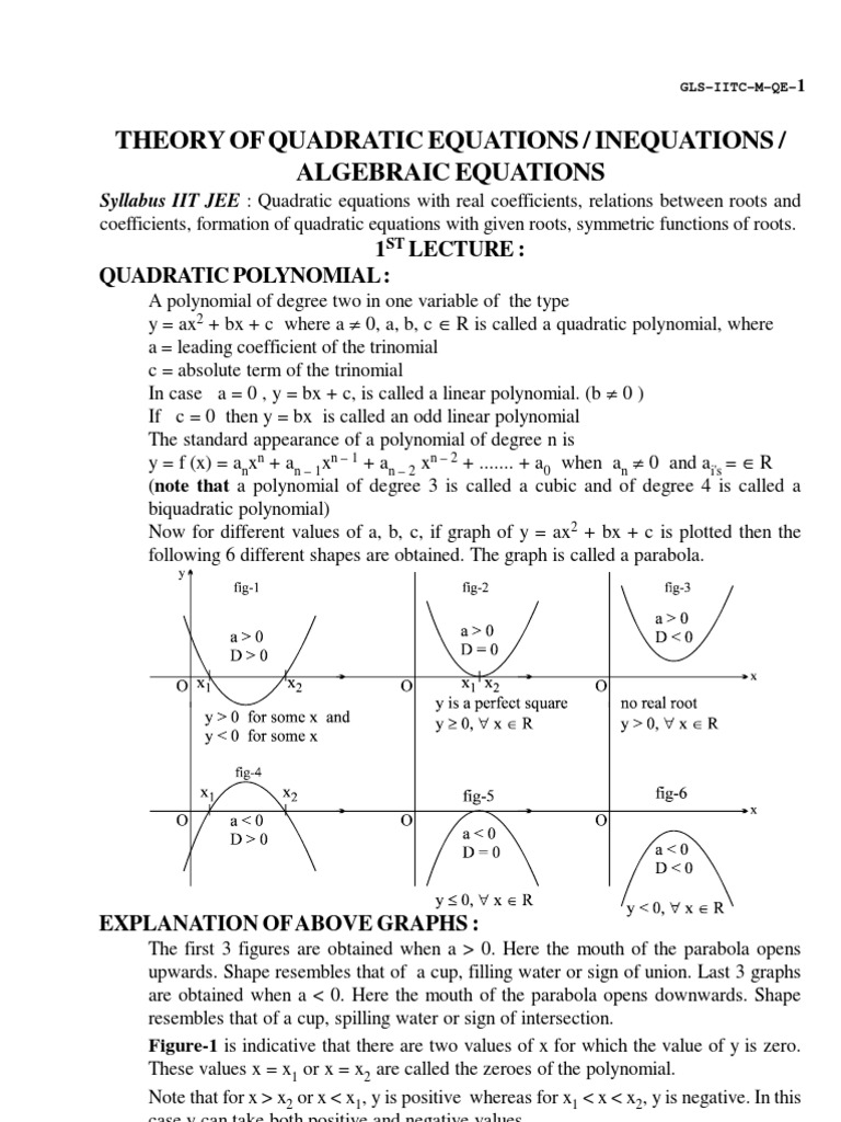 Maths QE Teacher Notes | PDF | Quadratic Equation | Polynomial