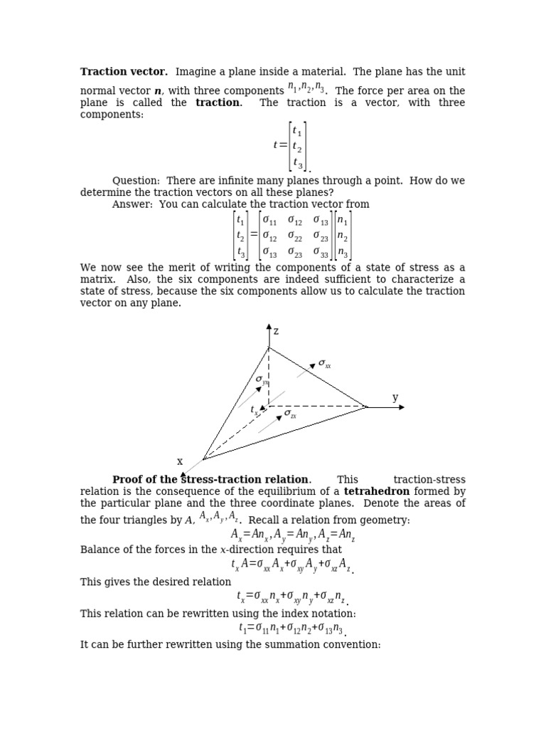 Note For Traction and Transformation | PDF | Stress (Mechanics) | Basis ...