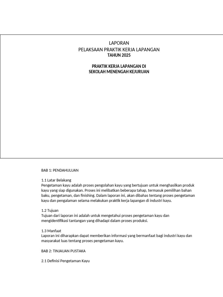 Praktik Kerja Lapangan Pengetaman Kayu | PDF