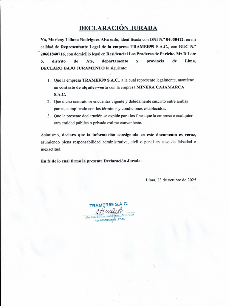 Declaracion Jurada | PDF