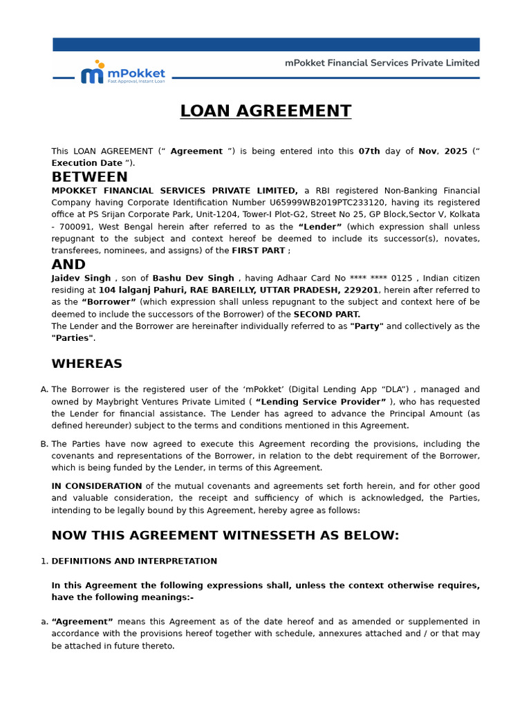 MKV32EC695EID224129627 Borrower | PDF | Loans | Interest