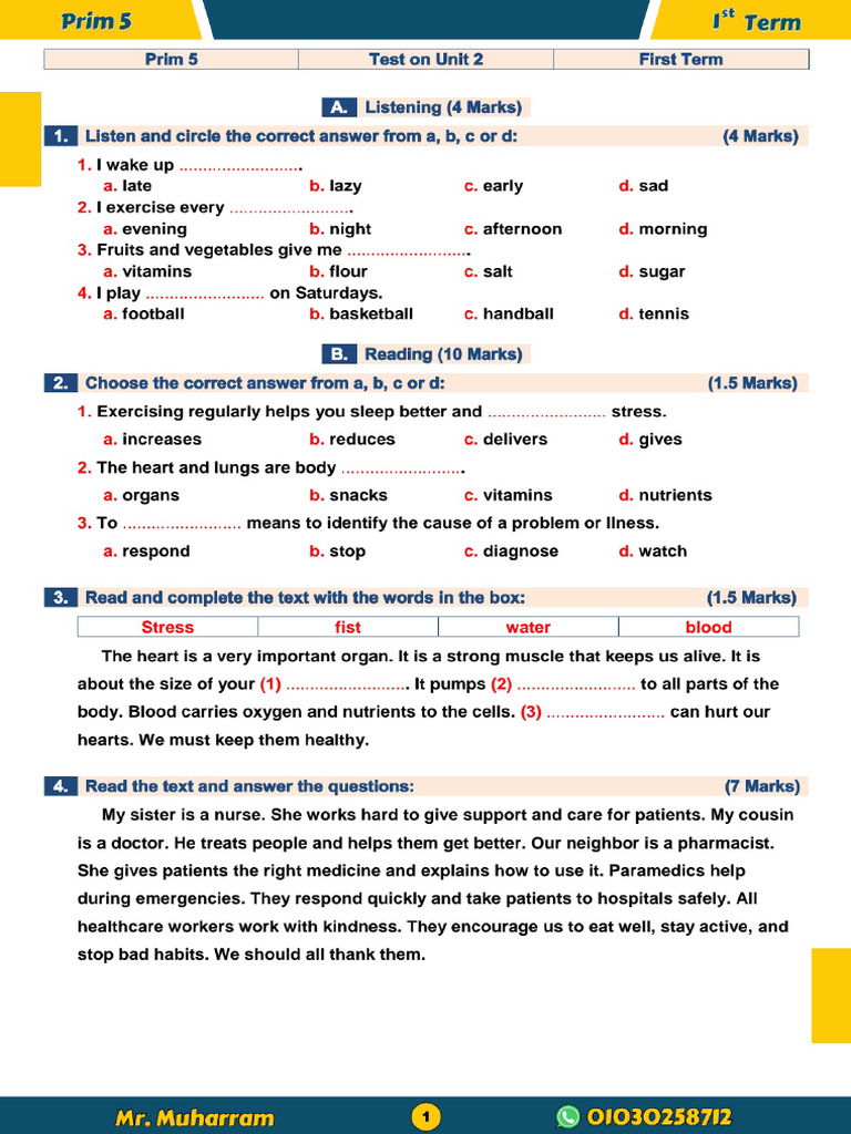 Prim 5 - Test U2 | PDF