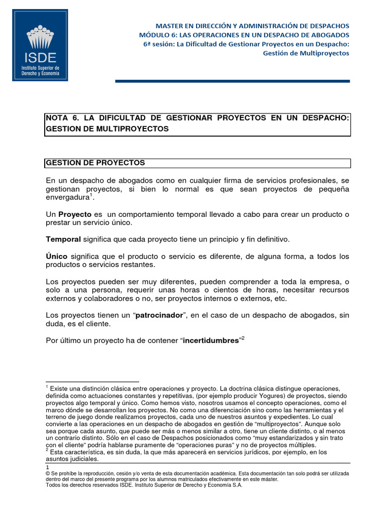 Gestionar Proyectos en Un Despacho | PDF | Gestión de proyectos ...
