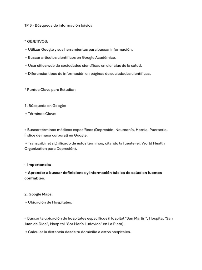 Busqueda de Info Basica Tp6 | PDF