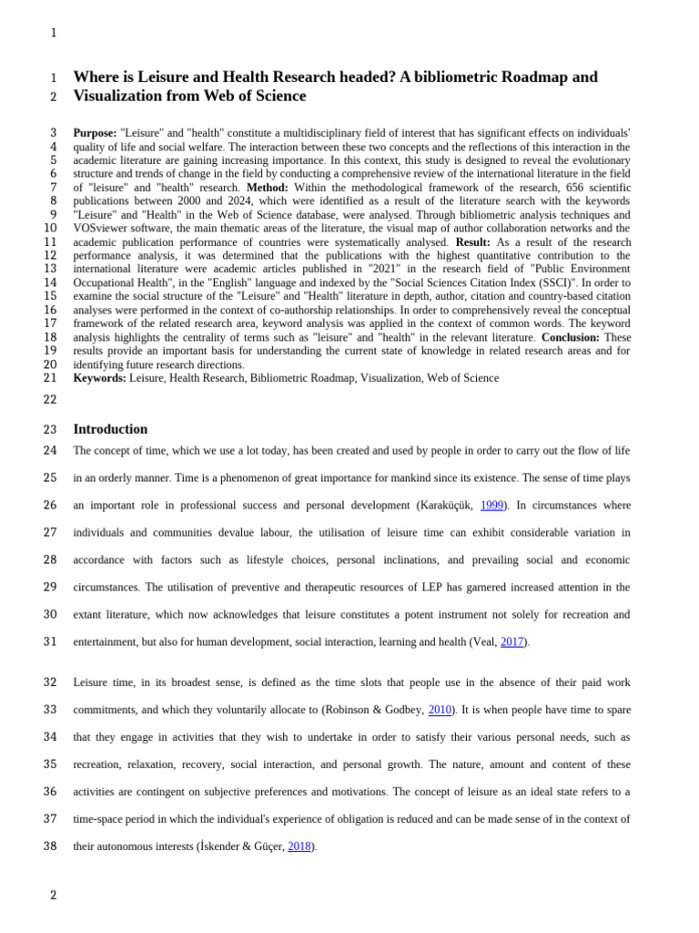 Where Is Leisure and Health Research Headed? A Bibliometric Roadmap and ...