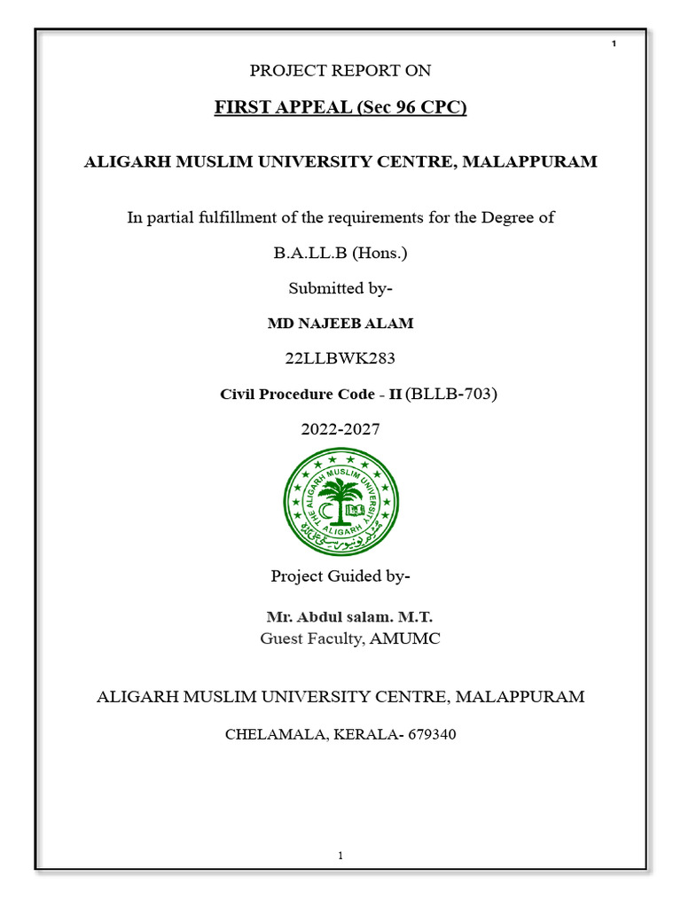 CPC Project (7th Sem) | PDF | Appeal | Judgment (Law)