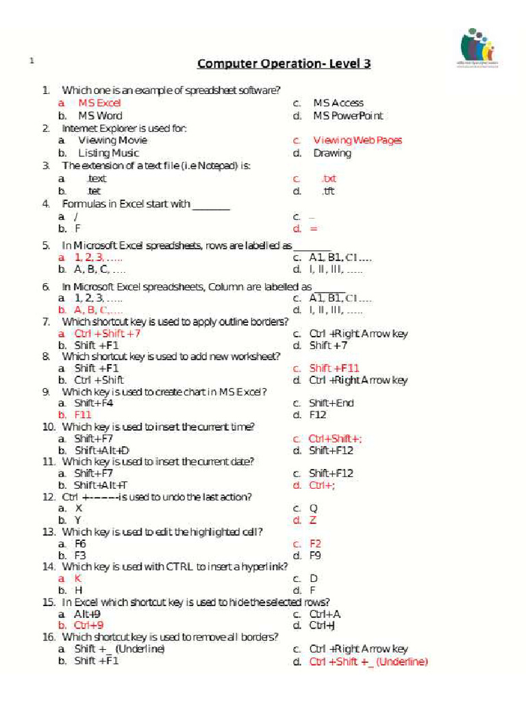 New MCQ Sheet For CO Level 3 | PDF