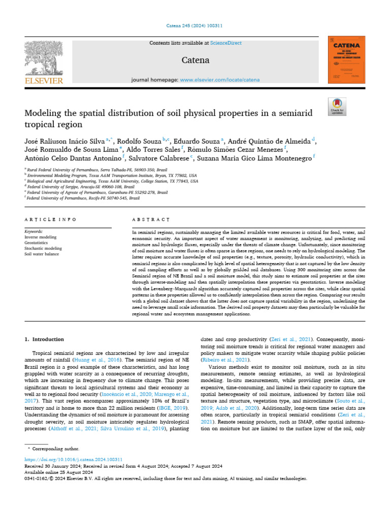 Modeling The Spatial Distribution of Soil Physical Properties in A ...