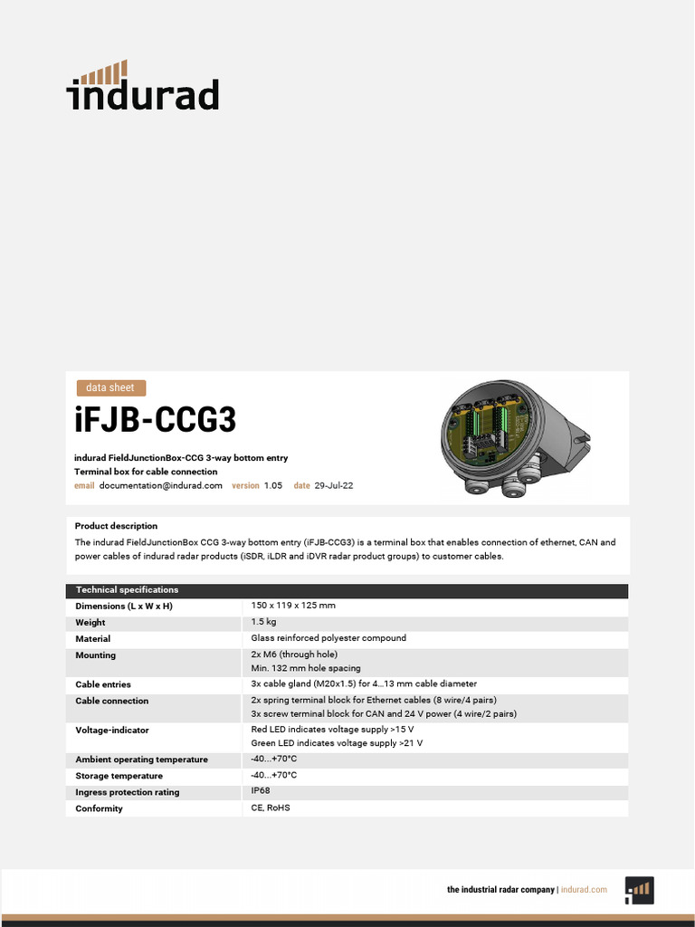 Indurad FieldJunctionBox CCG Data Sheet | PDF