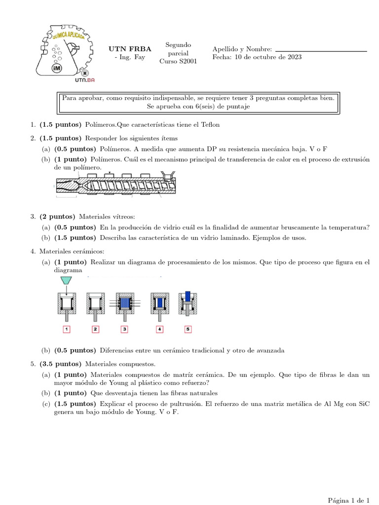 Química Aplicada 2 Parcial S2001 | PDF