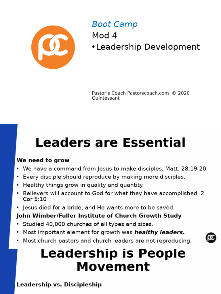 Boot Camp Mod 4 Leadership Dev Slides v4 | PDF | Disciple (Christianity) | Religious Belief And ...