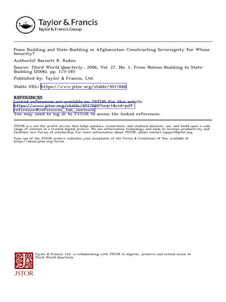 Peace Building and State Building in Afghanistan | PDF | Afghanistan ...