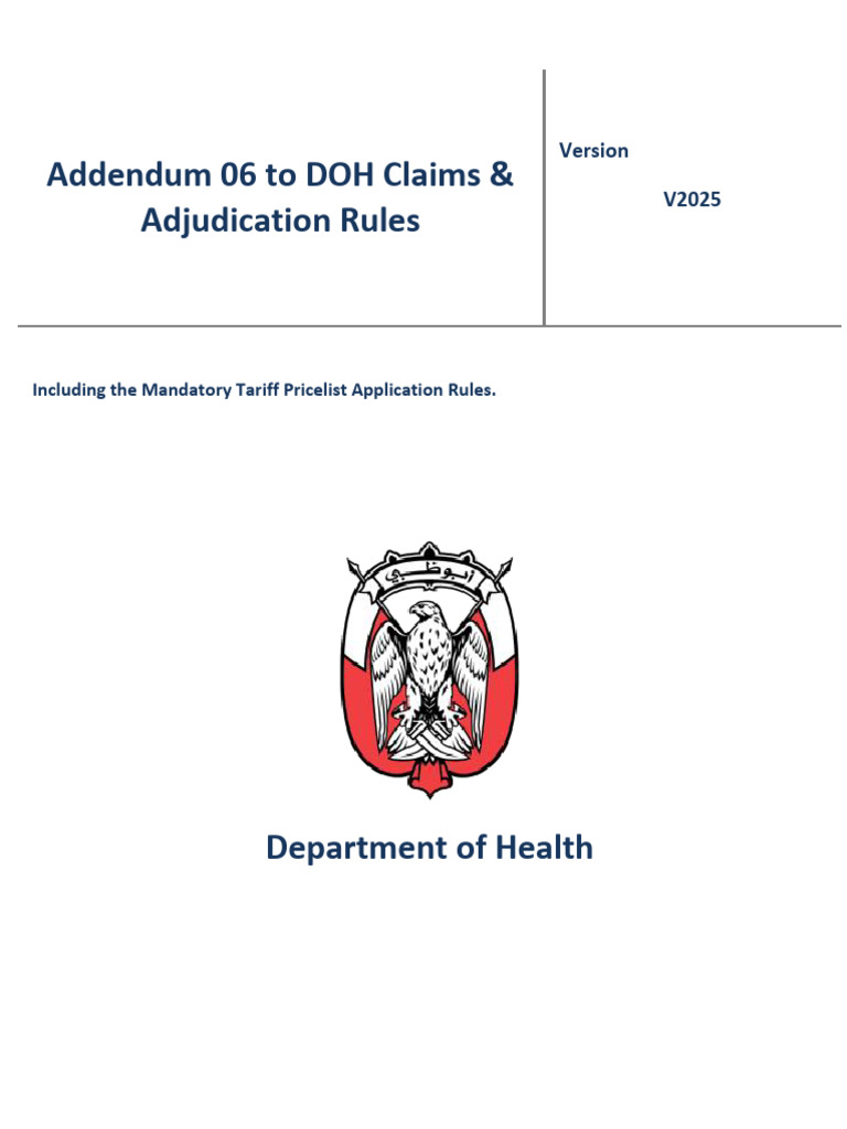 Addendum 06 To DOH Claims Adjudication RulesLeft Against Medical Advice ...