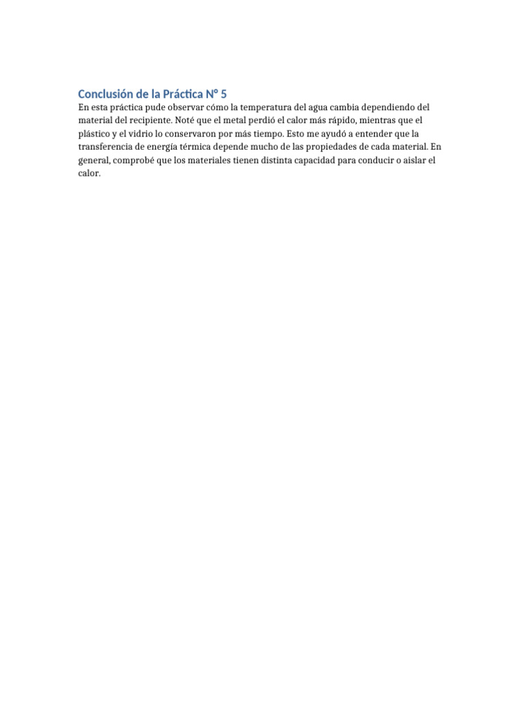 Conclusión Practica 5 | PDF
