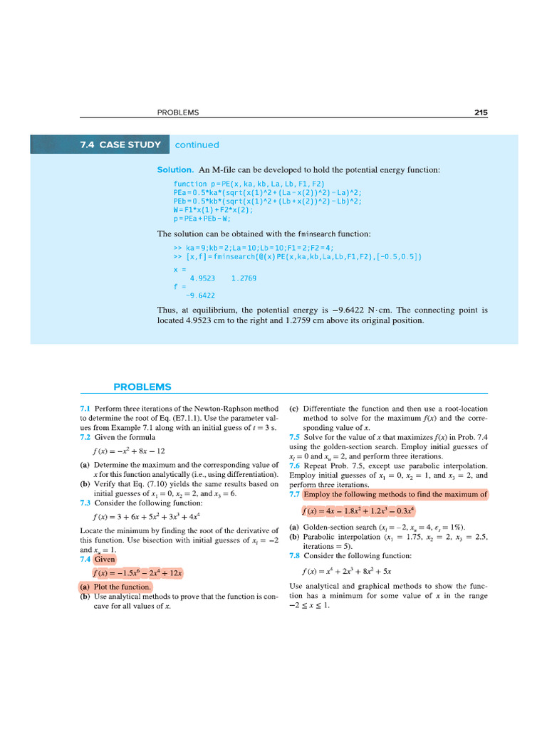 Chapra Optimisation Problems | PDF
