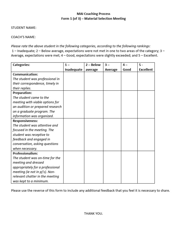 MAI Coaching Forms F2025 | PDF