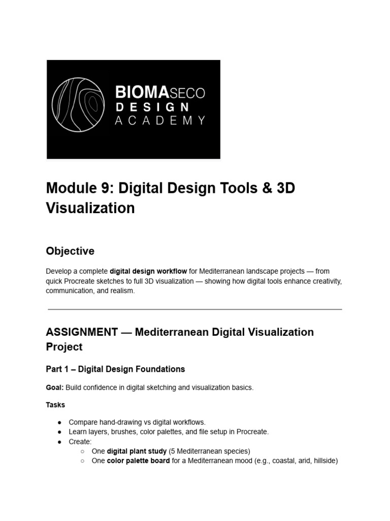 Module 9 - Compreensive Assignment- Digital Design Tools & 3D Visualization | PDF