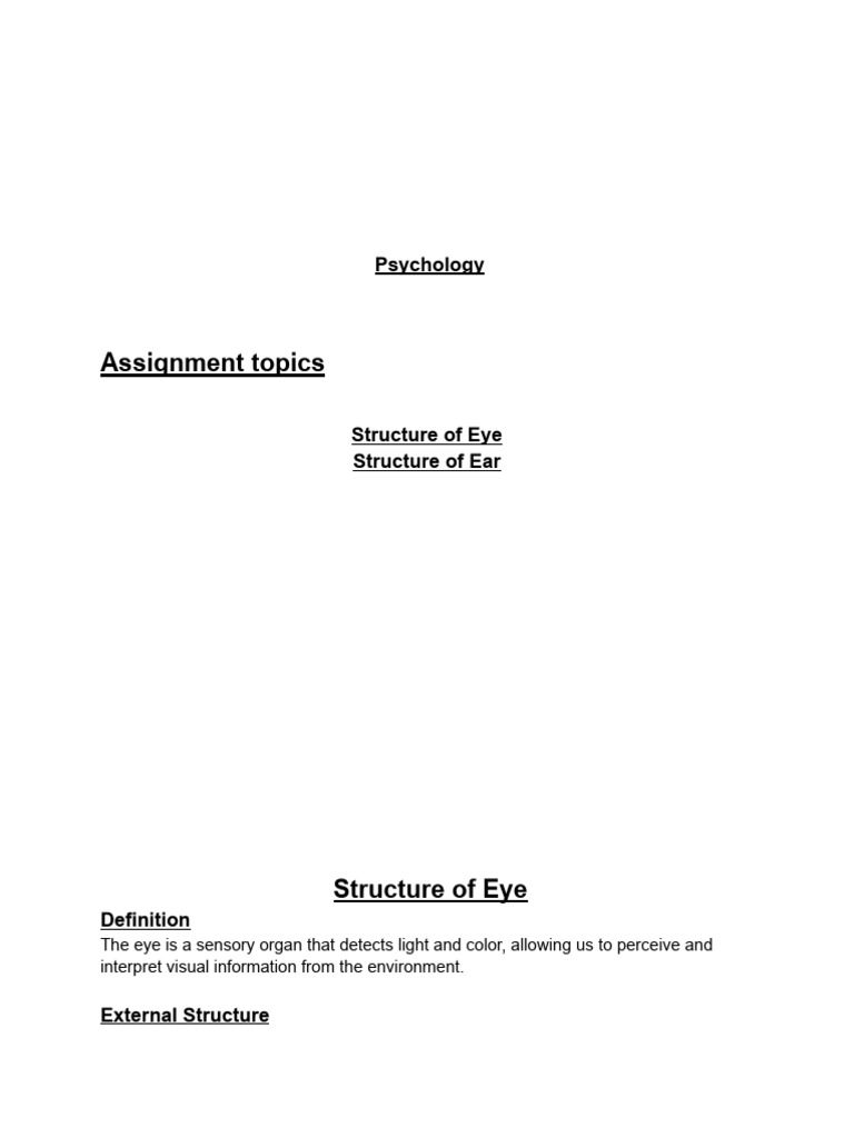 Structure of Eye and Ear | PDF | Ear | Eye