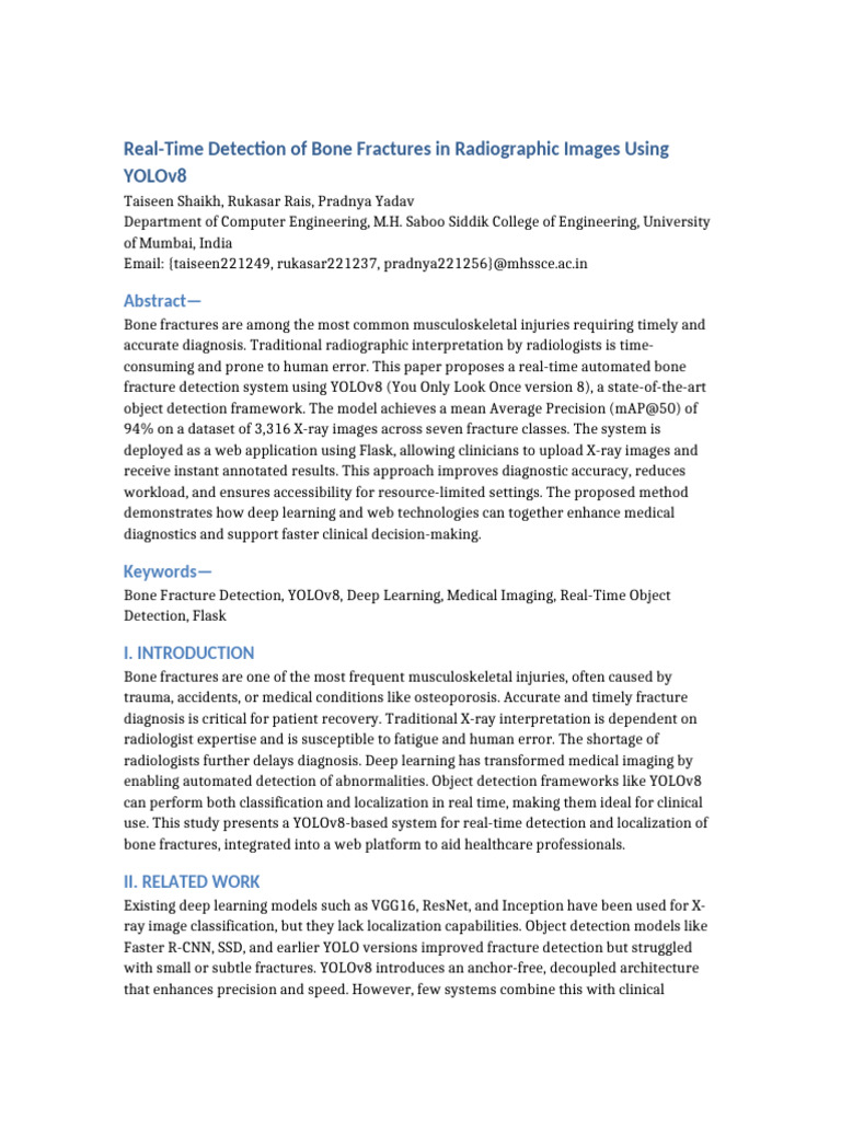 Real-Time Bone Fracture Detection with YOLOv8 | PDF | Radiology ...