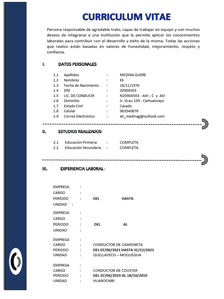 Curriculum Vitae ELI ACTUALIZADO. | PDF