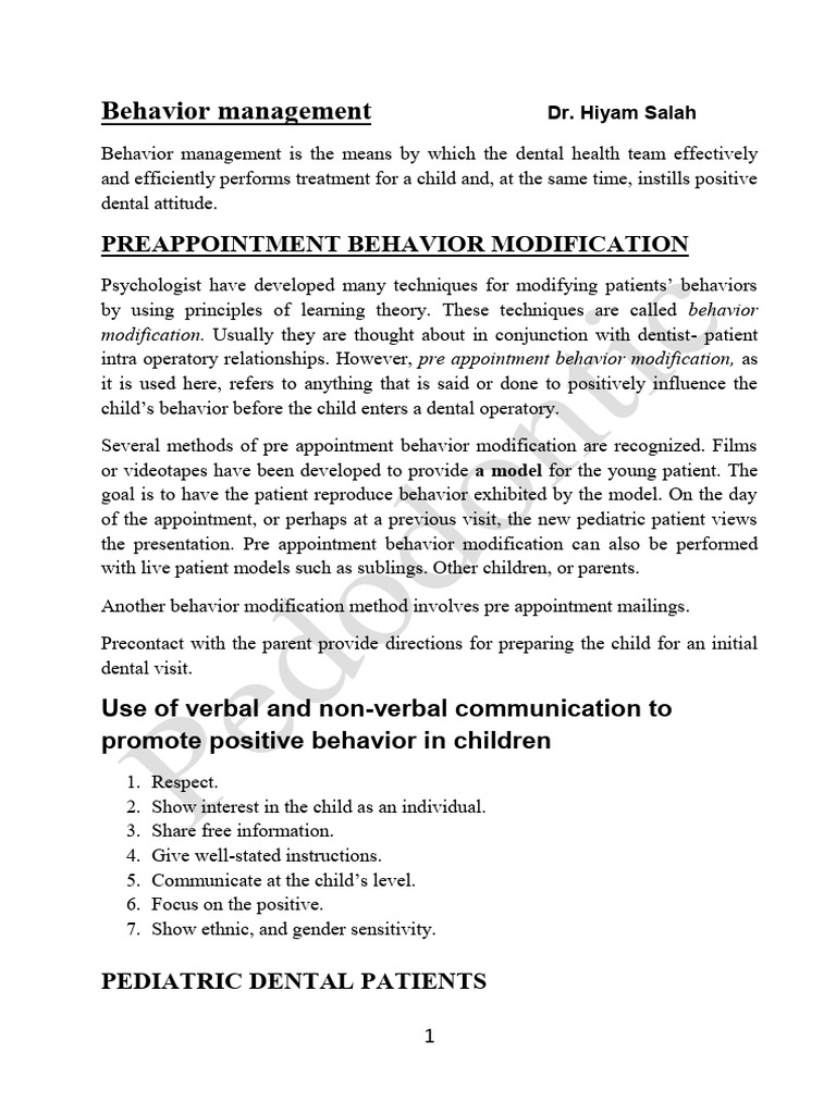 Pediatric Dental Behavior Management Techniques | PDF | Intelligence ...