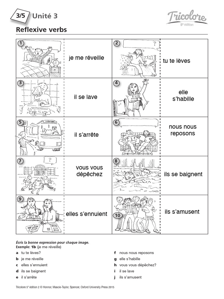 Verbes réfléchis en français - Unité 3 | PDF