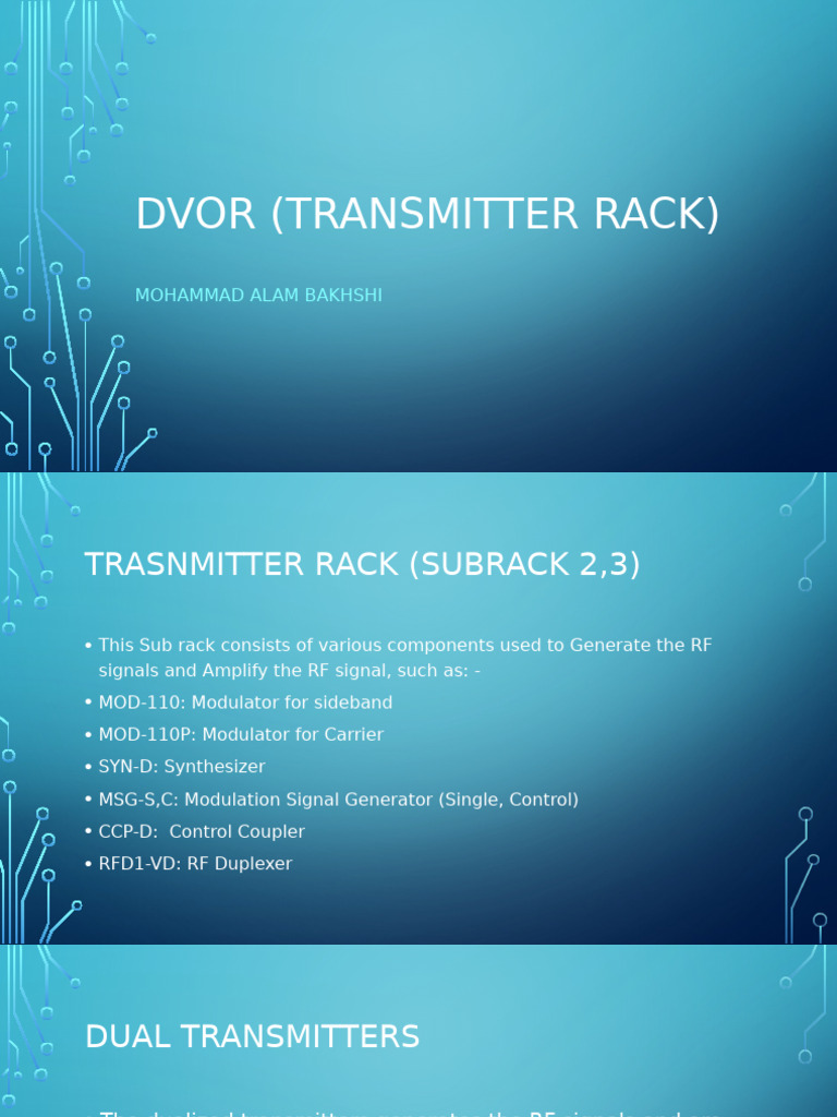 DVOR (Transmitter Rack) | PDF | Transmitter | Amplifier