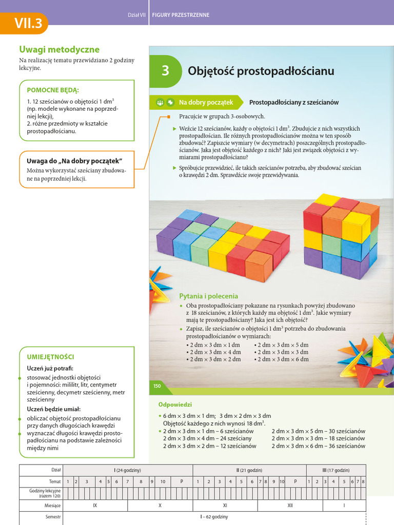 Podrecznik Nauczyciela 5 Vii 3 Objetosc Prostopadloscianu | PDF