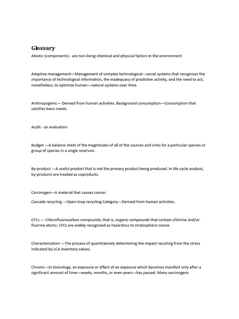 Environmental Terms Glossary | PDF | Ecology | Sustainability
