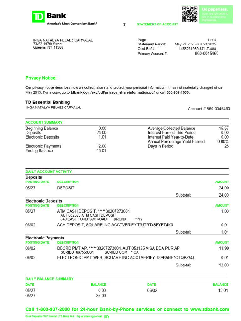 Privacy Notice:: TD Essential Banking | PDF | Banks | Credit Card