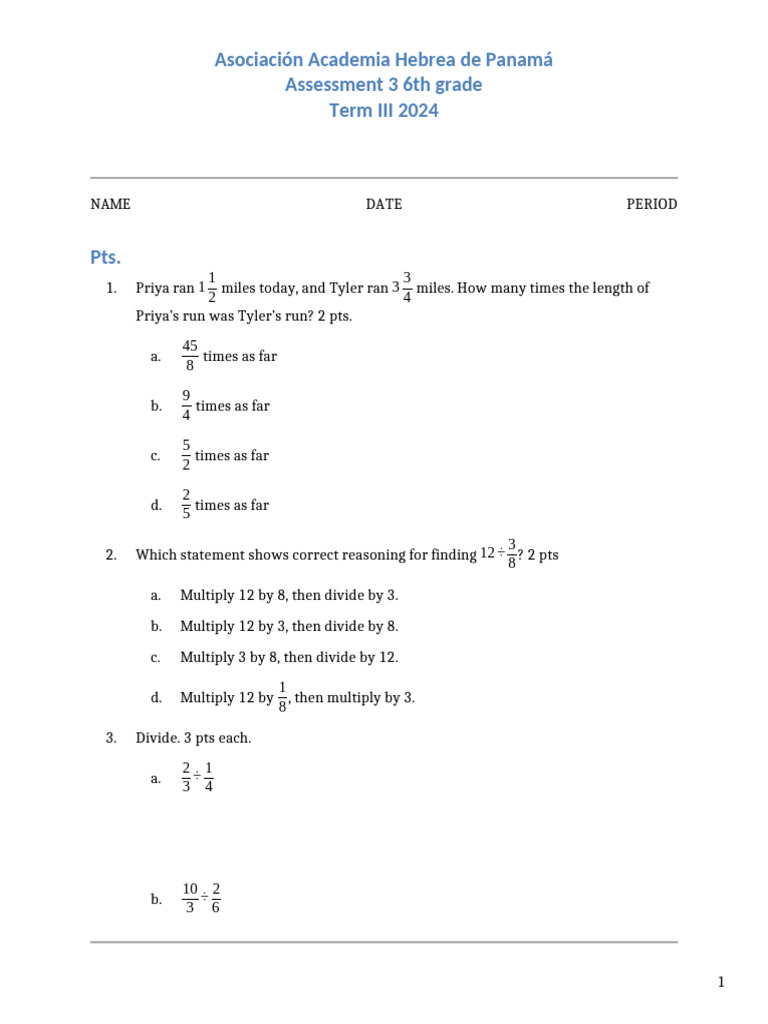 Grade6 4 End of Unit Assessment (B) Assessment | PDF