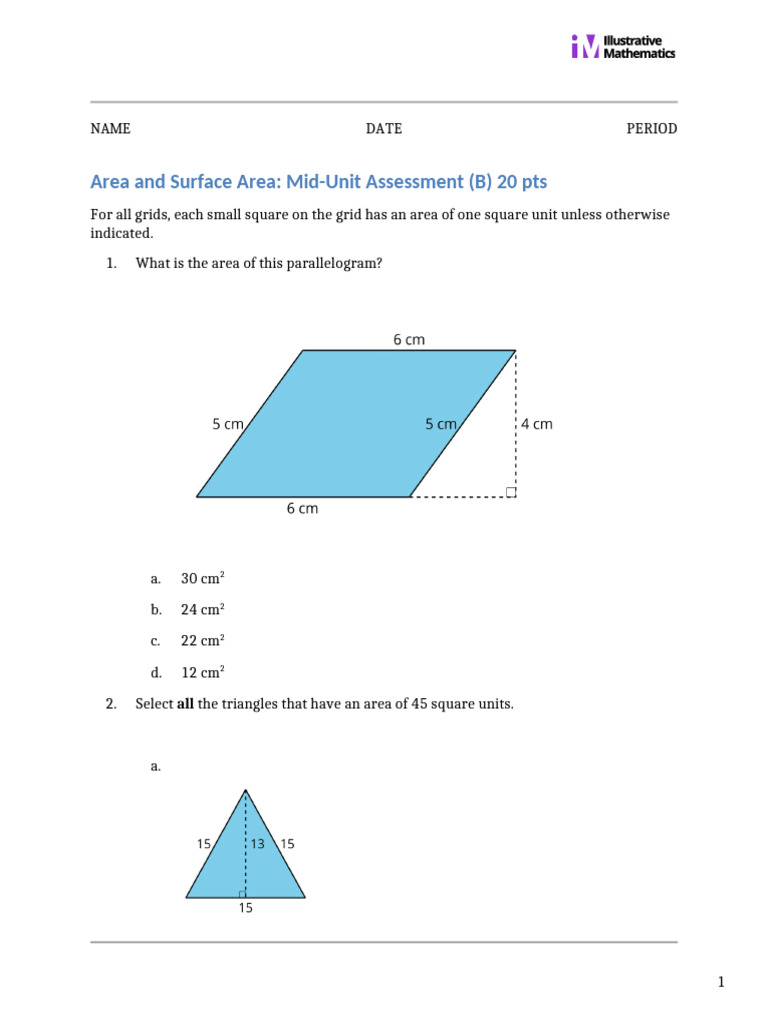 Grade6 1 Mid Unit Assessment (B) Assessment | PDF