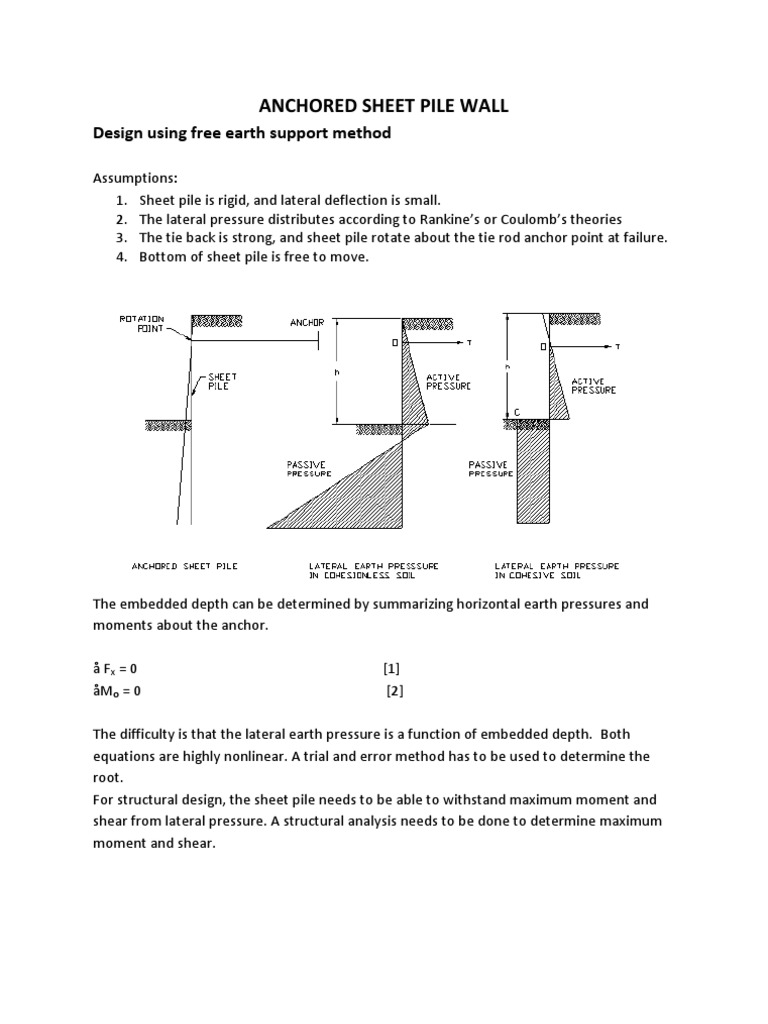 Anchored Sheet Pile Wall | PDF | Deep Foundation | Beam (Structure)