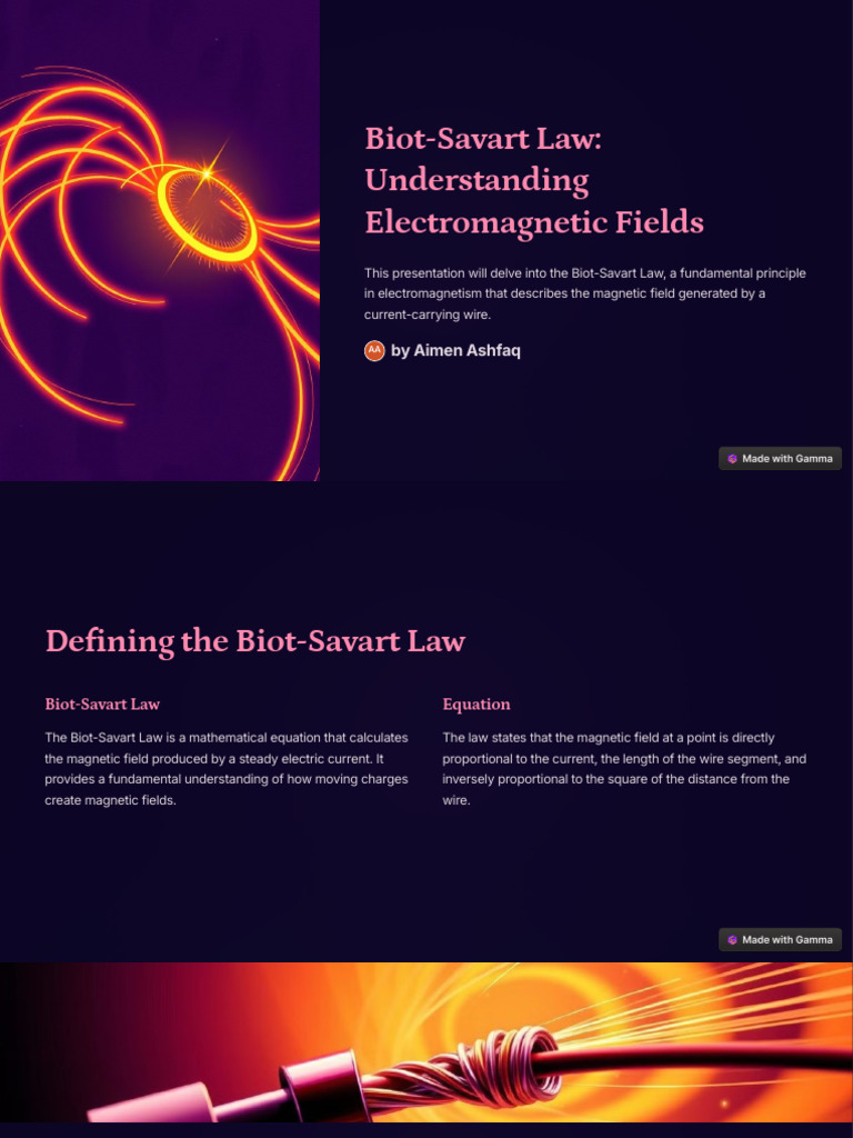 Biot Savart Law Understanding Electromagnetic Fields | PDF | Magnetic Field | Quantity