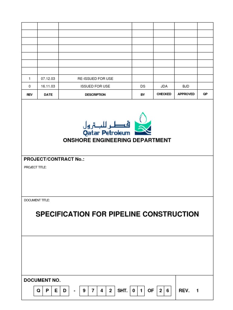 Pipeline Construction Specification Guide | PDF | Specification ...