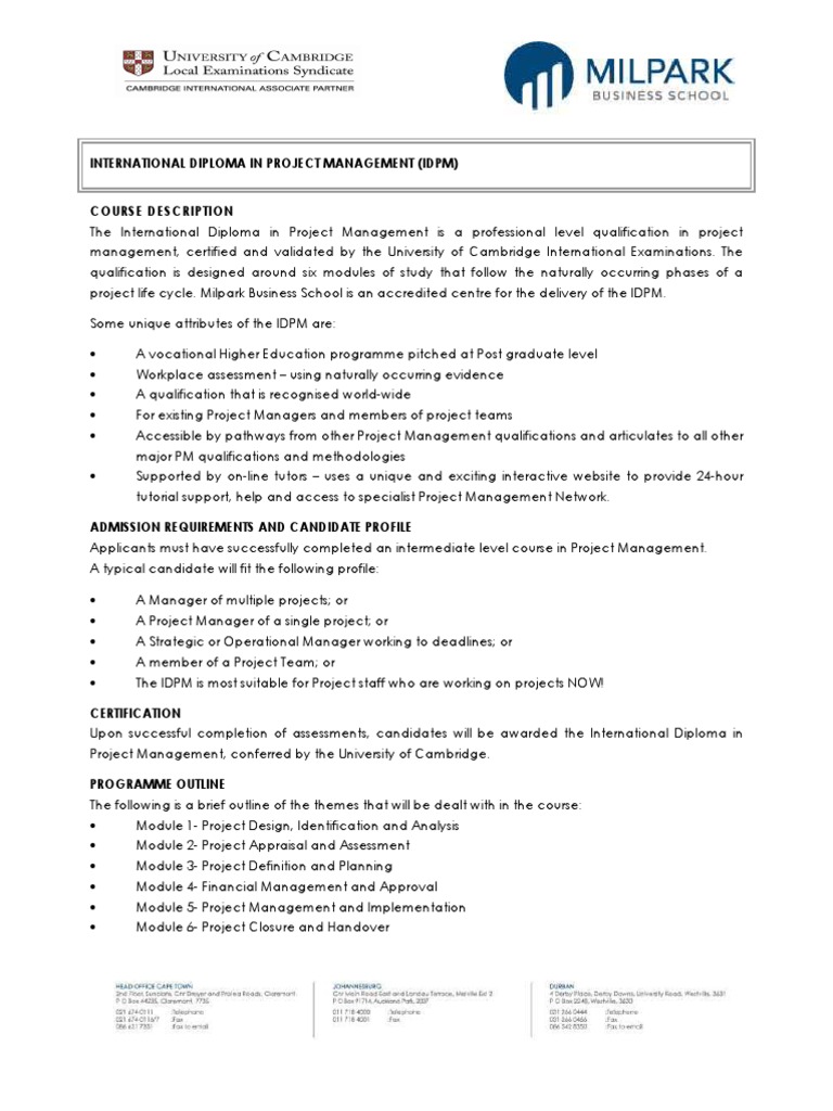 Cambridge International Project Diploma | PDF | Diploma | Project ...