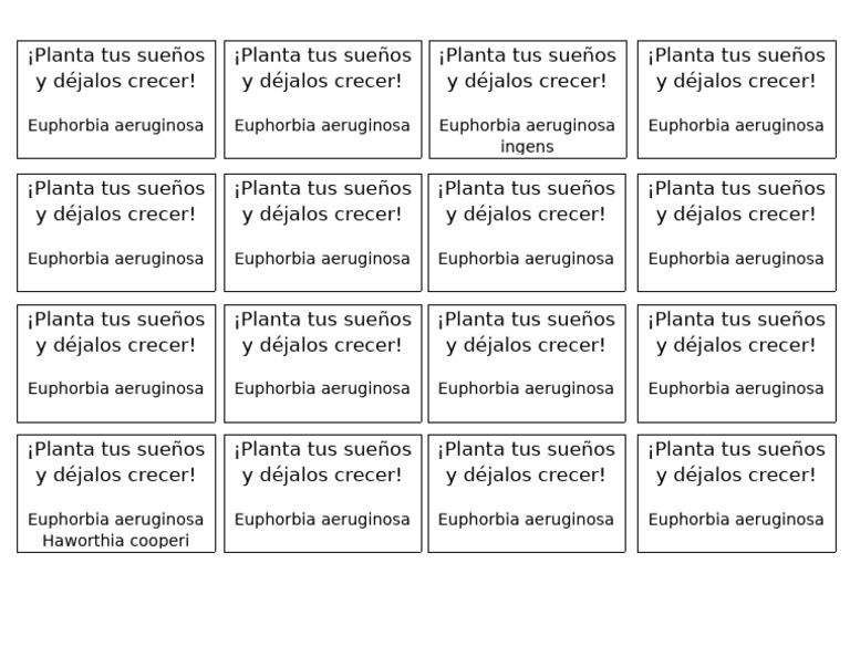 Etiquetas Plantas Euphorbia Aeruginosa | PDF