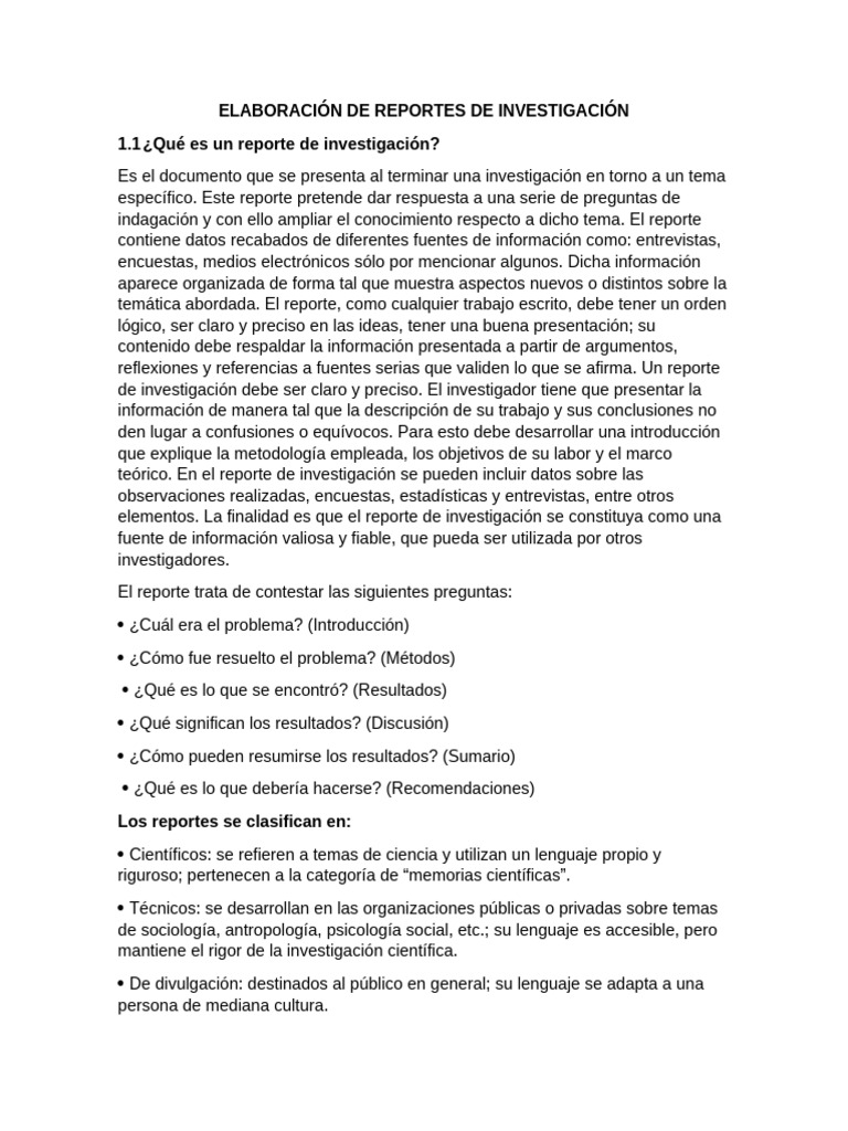 Elaboración de Reportes de Investigación | PDF | Experimentar | Hipótesis