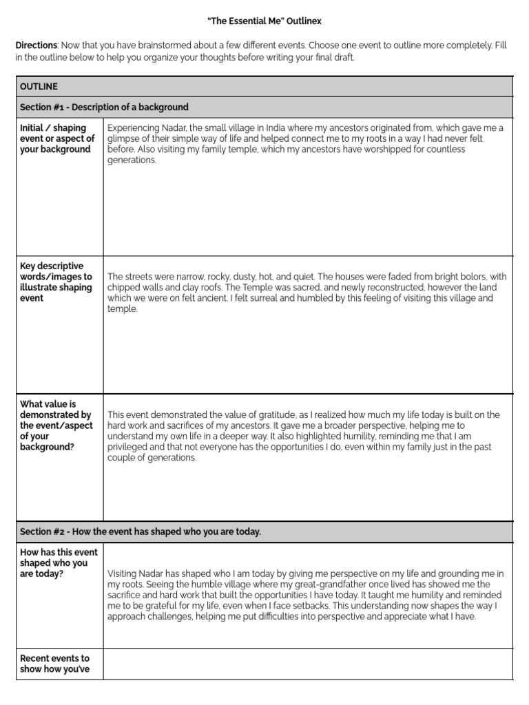 "Personal Statement" Outline - Gibbs | PDF