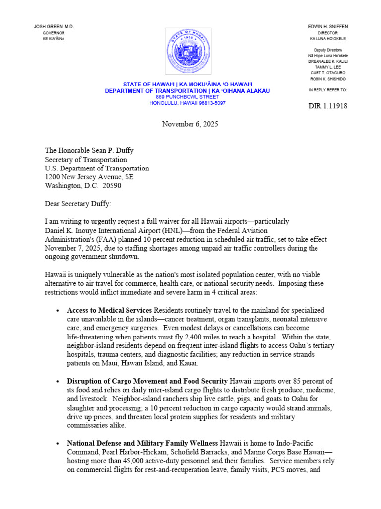 Hawaii's Urgent FAA Waiver Request | PDF | Hawaii