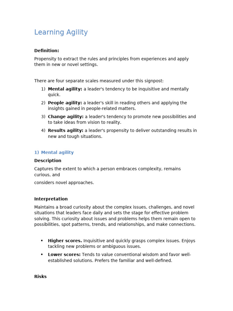Learning Agility | PDF | Curiosity | Behavioural Sciences