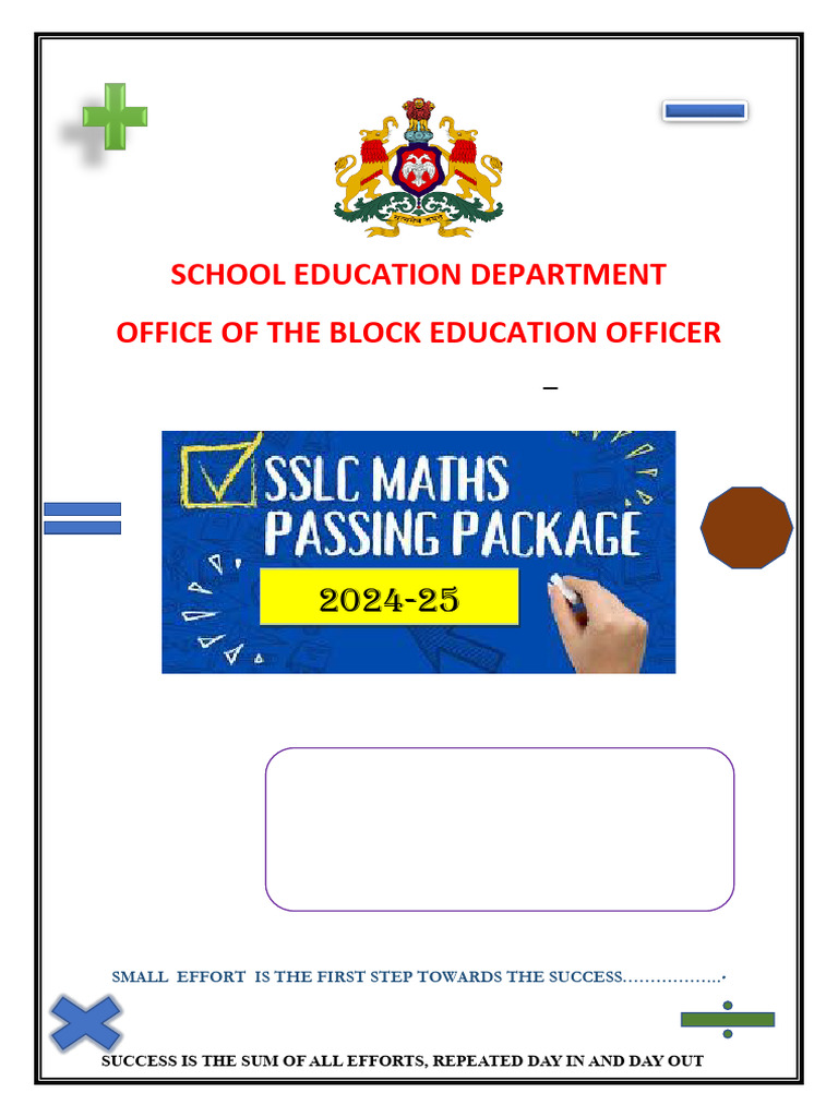 10th STD Maths Passing Package Card Eng Version 2024-25 by Bangalore North | PDF | Quadratic ...