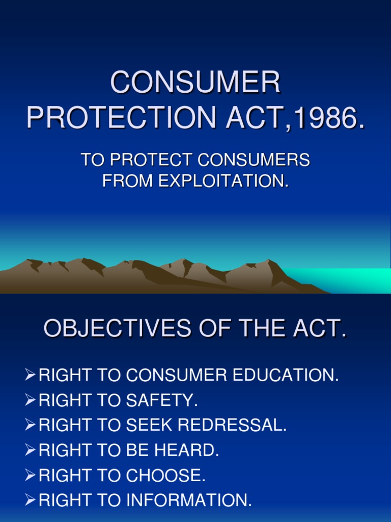 Overview of Consumer Protection Act 1986 | PDF | Consumer Protection ...