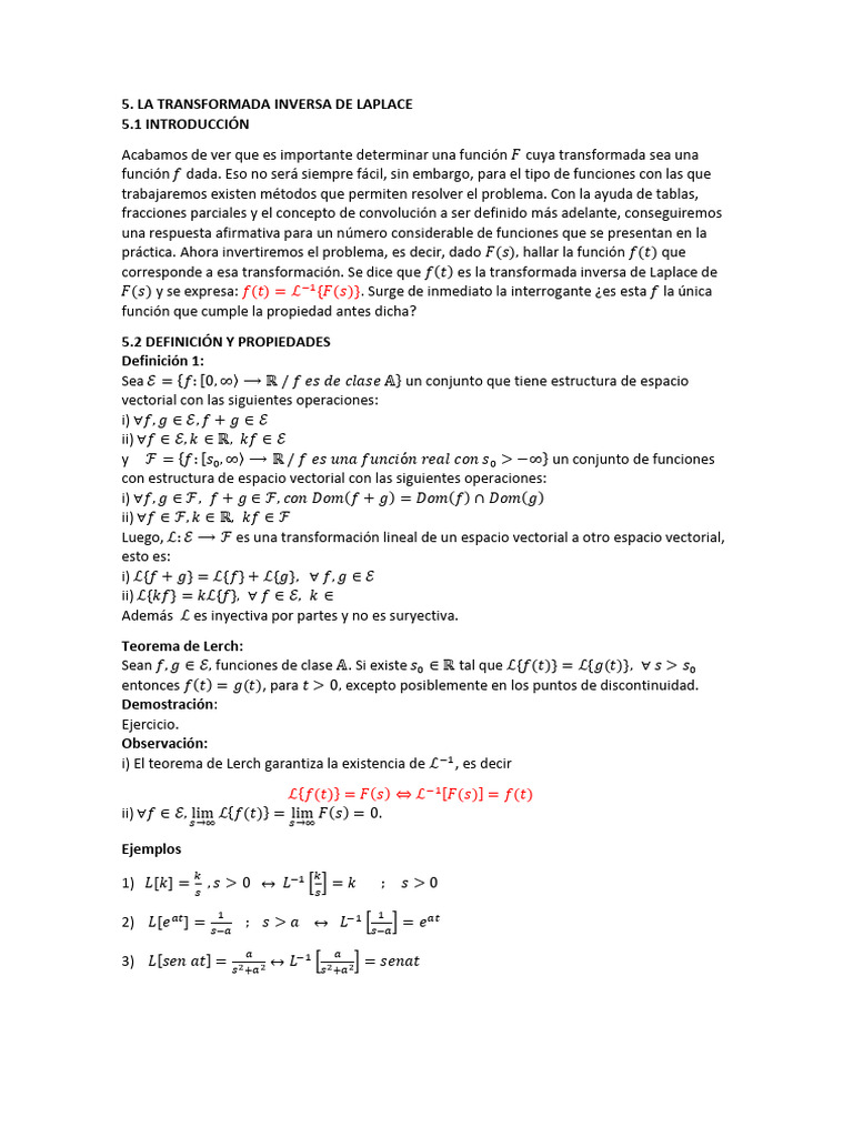 Transformada Inversa de Laplace: Guía Completa | PDF | Transformada de ...