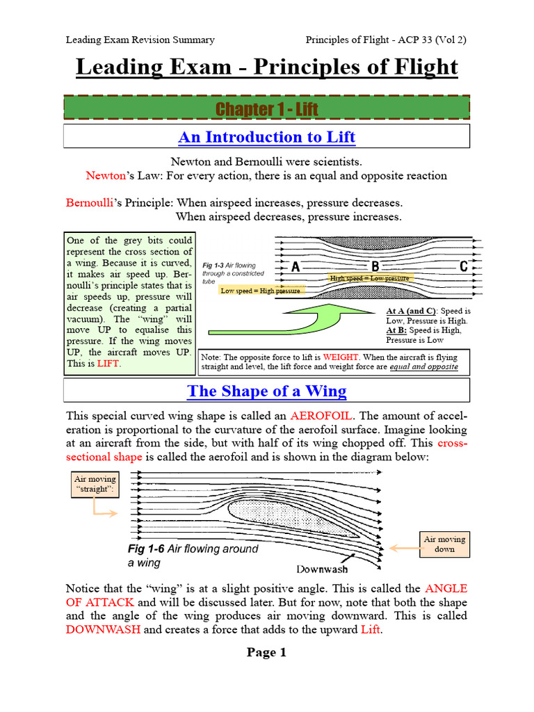 Principles of Flight Exam Revision Guide | PDF | Lift (Force) | Flight ...