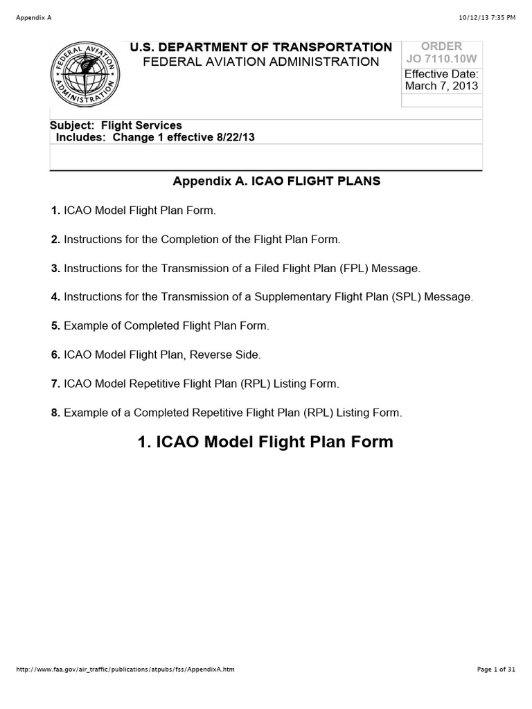 ICAO Flight Plan Instructions Guide | PDF | Transponder (Aeronautics ...